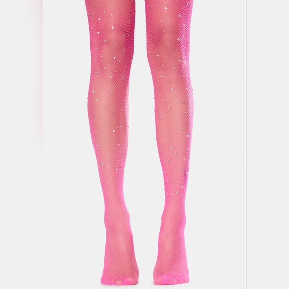 Accessories | New Hot Pink Rhinestone Fishnet Tights | Poshmark